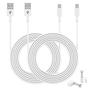 FASTSNAIL 16.4FT Power Extension Cable for WyzeCam/WyzeCam V3/ WyzeCam Pan/Wyze Cam Pan V2/ KasaCam/NestCam Indoor/Yi Cam,USB to Micro USB Charging and Data Sync Cord 2 Pack