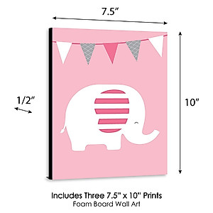 Big Dot of Happiness Pink Elephant - Baby Girl Nursery Wall Art and Kids Room Decorations - Gift Ideas - 7.5 x 10 inches - Set of 3 Prints