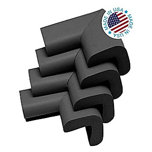 KidKusion 4-Piece Safety Corner Cushion, Black, Child Proofing Corner Guard, Made in USA, Child Safety, Home Furniture Safety Bumper, Baby Proof Table Protector, 4 Count (Pack of 1)