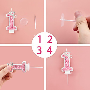 DAJISI 2.95 Inch Birthday Candle for Cake, Pink Birthday Candles Number Candles for Birthday Cakes with Crown Large Sparkler Candles for Cake Topper Decoration (Pink Crown 5)