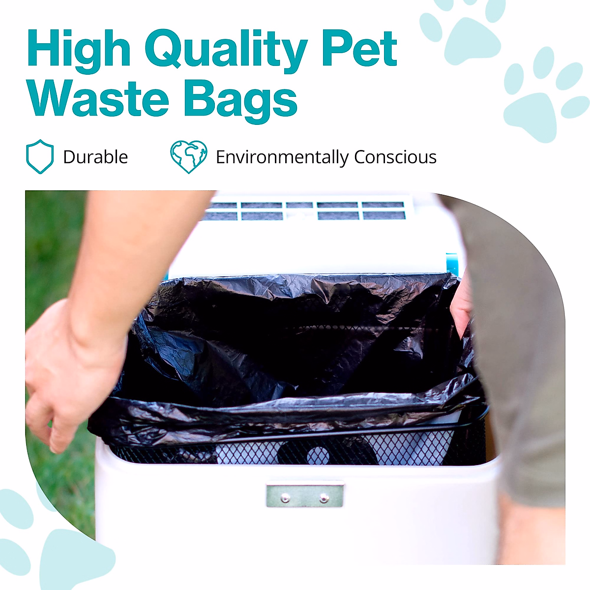 PawPail Trash Can Liners, Dog Poop Disposal Bags, 100% Recycled Plastic, Floral Scented, for PawPail Pet Waste Station, Cat Litter Box, or Outdoor Trash Can | 1 Roll of 20 Large Size Bags