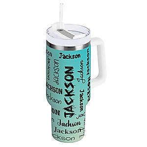 Gradient Blue Tumbler Handle Lid and Straw Colorful Custom Water Bottle Stainless Steel Coffee Travel Tumbler Mug Cup Gifts for Men Women 40oz