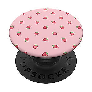 Strawberries Pink Kawaii Cute Cottagecore Aesthetic PopSockets PopGrip: Swappable Grip for Phones & Tablets