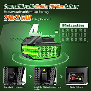 Backpack Sprayer 4 Gallon Battery Powered Garden Sprayer, VaxMay Electric Sprayer Works with Makita 18V Battery, Battery Weed Sprayer 75 PSI, Telescopic Wand, 4 Nozzles, 2.5Ah Battery&Charger included