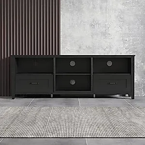 IANIYA 70.08 Inch TV Stand with Ample Storage Space and Sturdy Structure Design, Perfect for Living Room (Black-with Drawer)