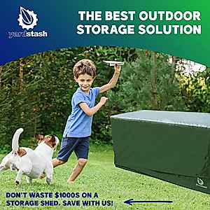 YardStash Deck Box Cover - Heavy Duty, Waterproof Covers for Outdoor Cushion Storage and Large Deck Boxes - Protects from Rain, Wind and Snow - XXL - Tan