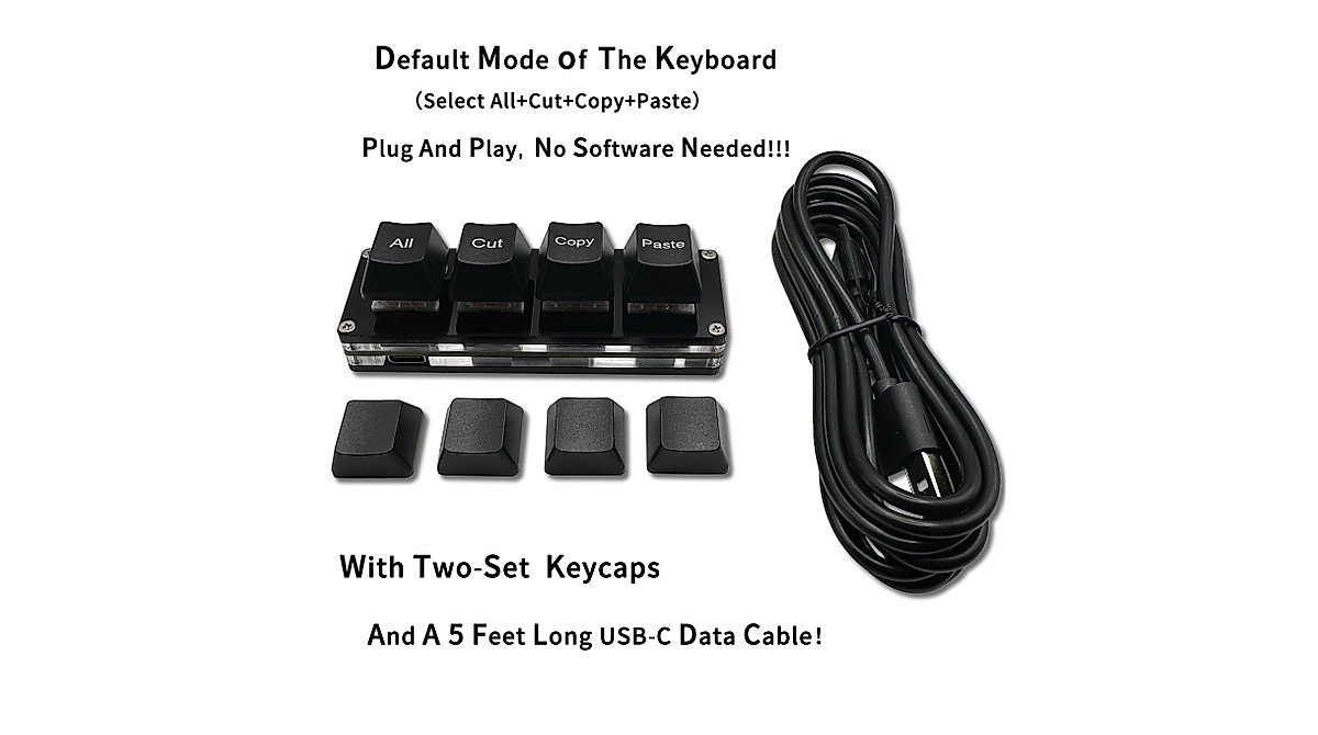 BTXETUEL Mini 4-Key Select-All Cut Copy Paste Macro Pad Ctrl A X C V ...