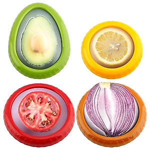 Generic 4pcs Silicone Fruit Storage Box, Avocado Saver and Tomato Holder, Reusable Storage Containers for Fridge, Onion Savers, Fruit & Vegetable Storage for Lemon & More, Mulit