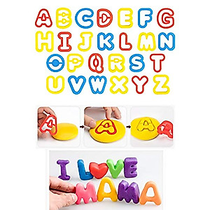 Play Dough Tools Set for Kids Letter Molds，Numeral Molds Various Plastic Animal Molds for Creative Dough Cutting (63 Pieces)