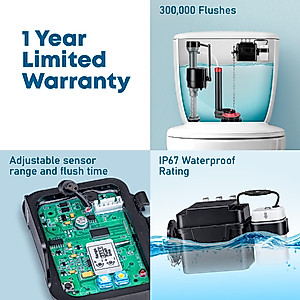 Automatic Touchless Toilet Flusher, Sensor-Activated Flush Kit – Easy Install, 1 Year Warranty
