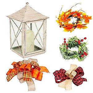 Evergreen Fall Holiday Home Décor Beautiful LED Interchangable Lantern with Flickering Candle Table Décor Perfect for Fall & Harvest Well Made Garden and Home Accents for Seasonal Style
