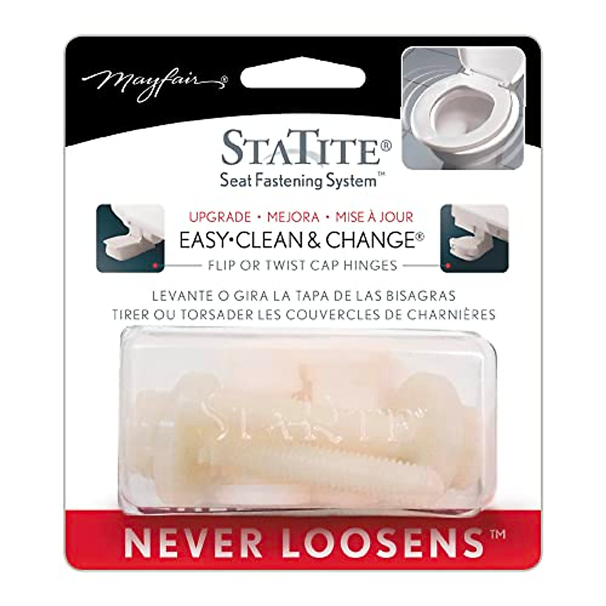 Mayfair STA-TITE Toilet Seat Fastening Hardware Upgrade Kit, STATITE