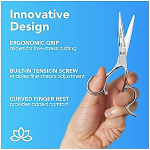 Equinox 6.5" Professional Hair Cutting Scissors for Men & Women - Ice Tempered, Silver - Hair Cutting Shear Professional - Barber Scissor Professional - Shears for Hair Cutting - Haircut Scissors