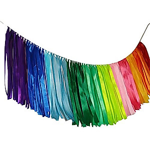 Kingsnow Pastel Rainbow Ribbon Garland 40 inches for Baby Shower, Birthday Party Decoration,Nursery, Rainbow Banner,Photography Prop Banner Backdrop Decor