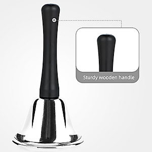 Tytroy Set of 2 Silver Steel Hand Bell Loud Call Bell Alarm