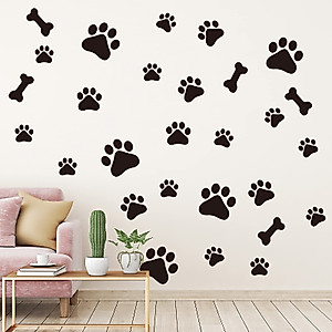 Epakh Dog Paw and Bone Print Stickers Removable Puppy Paw Wall Decals Decoration Animal Footprint Gifts for Dog Lover Bedroom Living Room(Dog Paw)