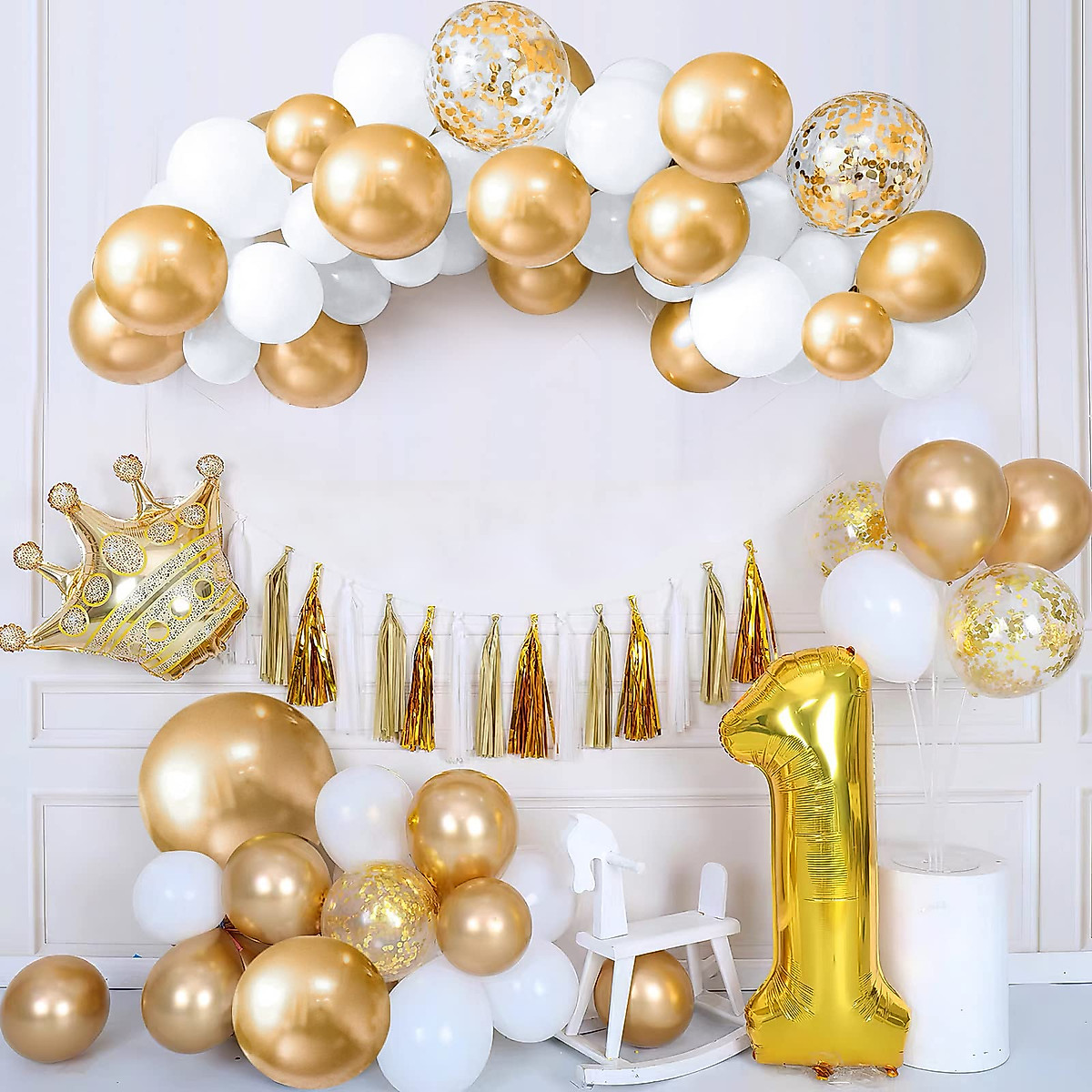 CHRORINE Gold Balloons 72 pcs Metallic Gold Balloons Garland Arch Kit 4 Different Sizes Pack for Birthday Graduation Baby Shower Wedding Bride Party Decor