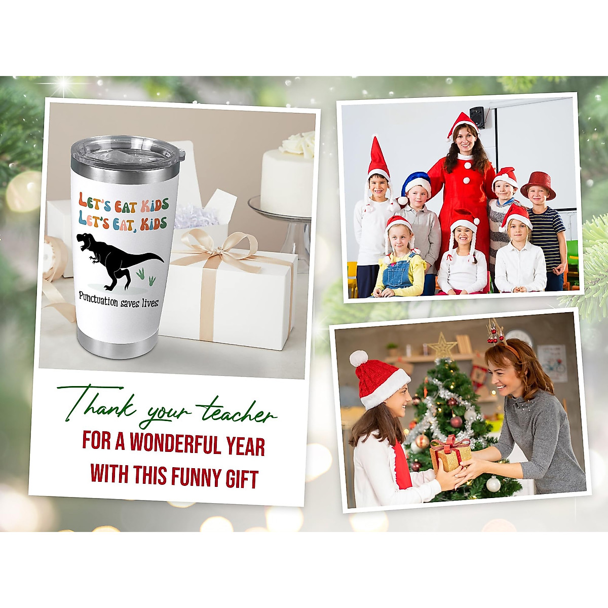 OASSIE Teacher Appreciation Gifts for Women - Saurus Kids 20 oz Stainless Steel Tumbler - Teacher Day Graduation Back To School Thank You End Of The Year Birthday Gifts for Women Coworkers