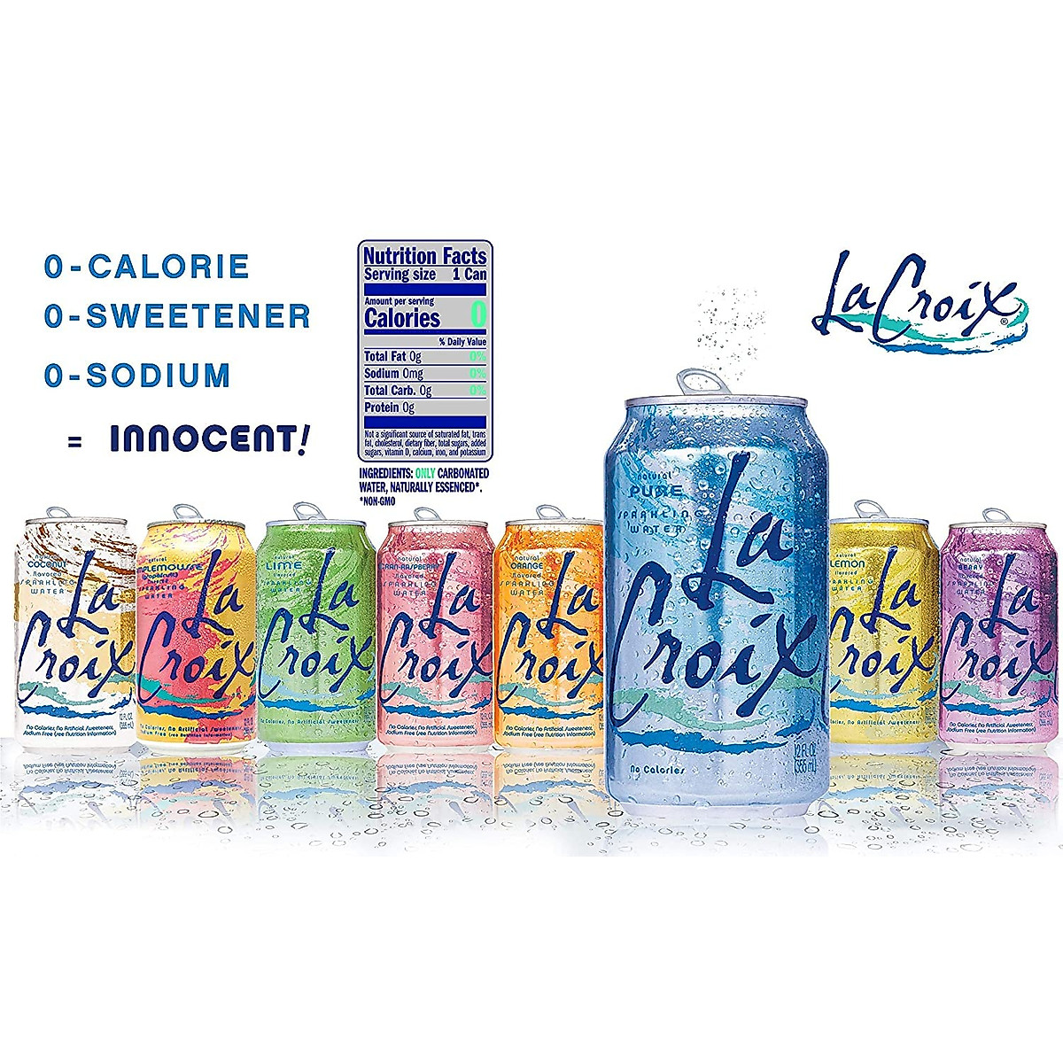 La Croix Sparkling Water Variety Pack, 12 Fl Oz Cans - In Sanisco Box (18 Pack) (La croix)