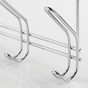 iDesign Classico Metal Over the Door Organizer, 3-Hook Rack for Coats, Hats, Robes, Towels, Jackets, Purses, Bedroom, Closet, and Bathroom, 5" x 8.2" x 12.5", Chrome