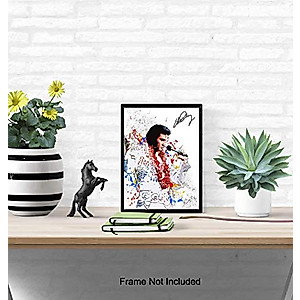 Elvis Las Vegas Wall Art Decor - Bedroom, Bar, Family or Living Room, Home, Apartment or Office Decoration Poster Print - Fab Gift for Country Music or Graceland Fans - 8x10 Unframed Picture