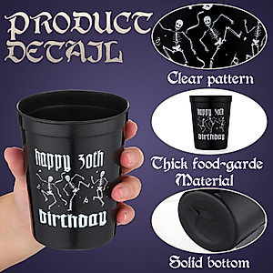 Layhit 12 Pcs Gothic 30th Birthday Plastic Cups 16 oz Reusable Death to My 20s Thick Cup Halloween 30th Birthday Cups Novelty Rip Twenties Stadium Cups for 30th Birthday Party Supplies Decorations