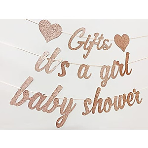 Baby Shower Decorations for Girl - Rose Gold It’s a Girl , Baby Shower Banner and Gifts Banner for Baby Girl Shower Party Kit Supplies Decorations decor