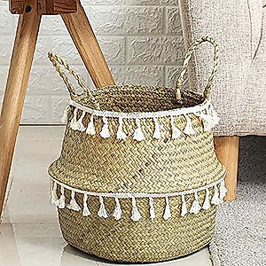 UXZDX Handmade Bamboo Storage Basket, Wicker Basket, Garden Flower Pot, Laundry Basket, Container Storage Basket
