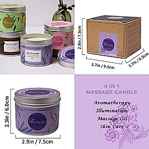 LUXMASA Essential Oil Infused Natural Soy Wax Scented Massage Oil Candle for Home SPA and Relax (Lavender, 6.35OZ)