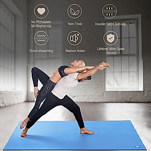 Gxmmat Large Yoga Mat 72"x 48"(6'x4') x 7mm for Pilates Stretching Home Gym Workout, Extra Thick Non Slip Anti-Tear Exercise Mat, Use Without Shoes