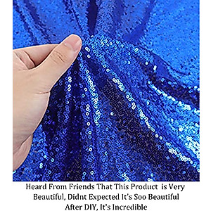 Pardecor Sequin Fabric by The Yard Glitter Fabric 1 Yard Little Mermaid Fabric Mesh Fabric Sequence Fabric Linen Material Fabric for Sewing Sparkle Cloth Fabric (1 Yard, Royal Blue)