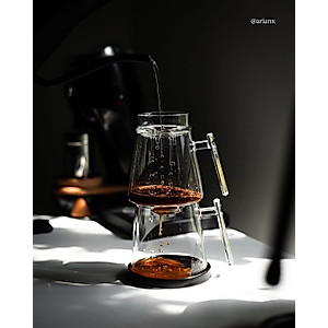 Pure Over Signature Borosilicate Glass Mug - Holds 14 oz - Includes Ceramic Coaster - Modern Design with Ergonomic Handle - Perfect for Hot & Iced Coffee, Latte, Cappuccino, Tea, Hot Chocolate