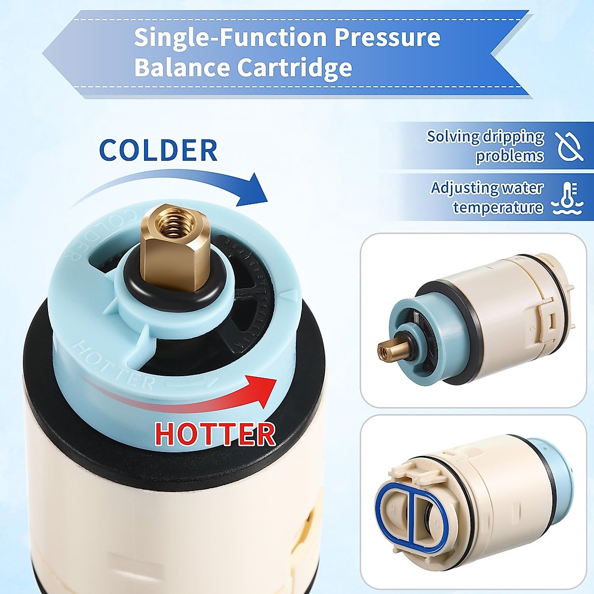Dreyoo Single Function Pressure Balance Cartridge Replacement for RP70538, Shower Cartridge Compatible with Peerless and Delta Single Handle Tub/Showers Faucet (Check Valve Not Included) (2 Pack)
