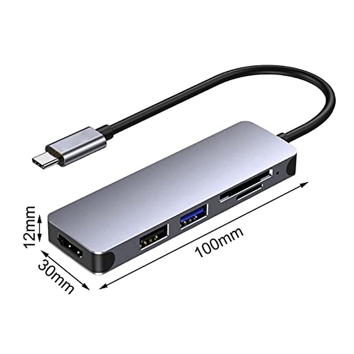 Cable Hub Data Transfer Anti-Interference Type-C to HDMI-Compatible USB Adapter Docking Stand for Home Grey