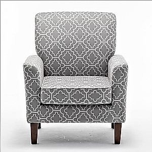 US Pride Modern Accent Armchair for Office and Living Room Decor with Birch Wood Frame and Microfiber Upholstery, Easily Assembled Arm Chair with Removable Cushions, 03 Printed Fabric