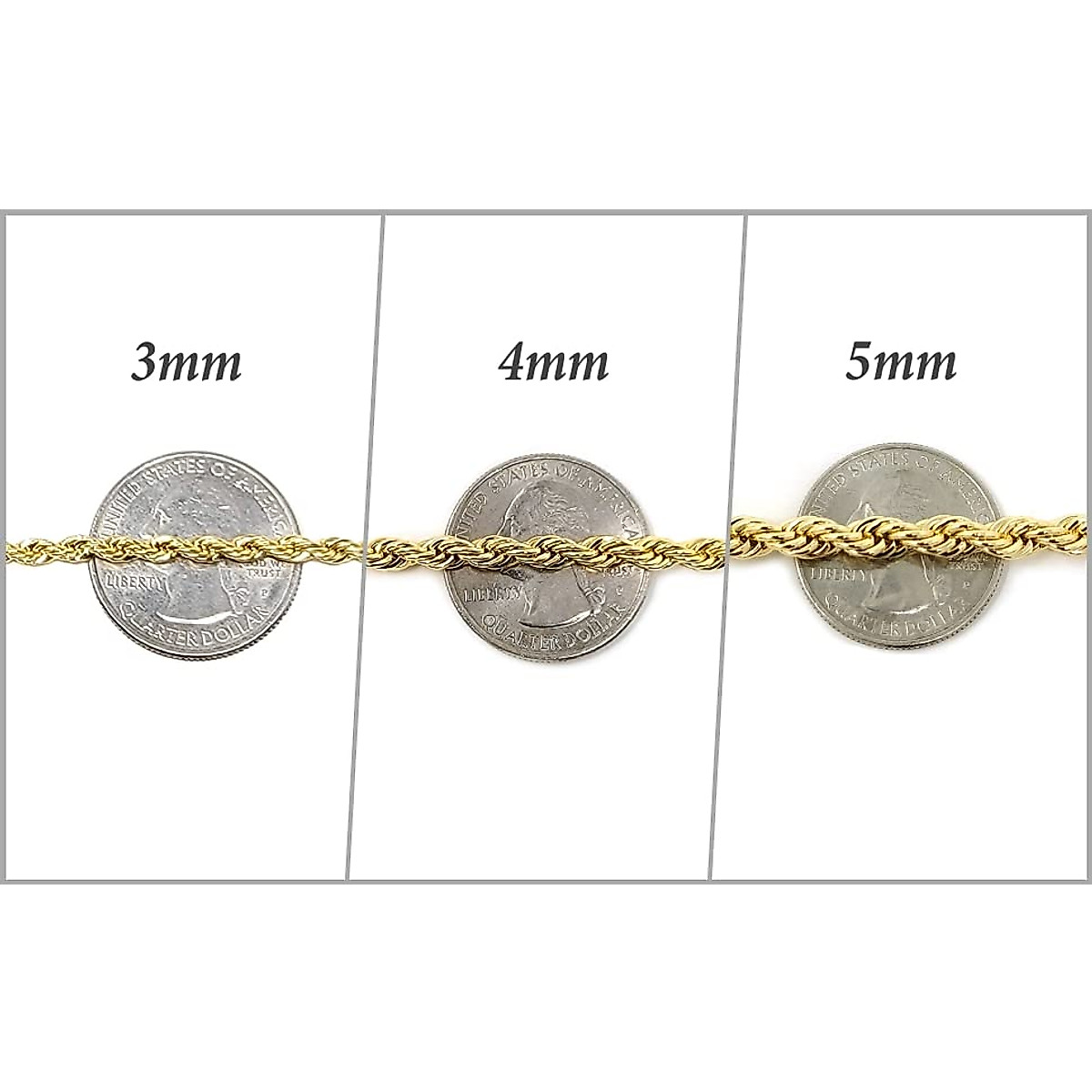 BA UNIQUE FASHION Stainless Steel Rope Chain 16,18, 20, 24 inches Necklace for Men and Women in Gold, Silver Tone (5mm 20", Gold Plated Stainelss Steel)