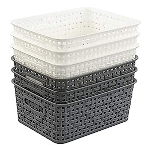 Uumitty Plastic Weave Storage Basket, Small organizer Basket Set, 6 Packs, T