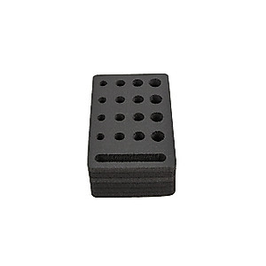 Polar Whale Personal Travel Test Tube Holder Rack Black Foam Lab Storage Supplies Organizer Compact Mini Stand Transport Holds 16 Tubes Fits up to 11mm 13mm 15mm 17mm Diameter