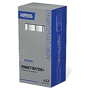 Markal 96960- Paint-Riter+ Oily Surface Liquid Paint Marker with 1/8in Bullet Tip, For Superior Marking Performance on Oily and Greasy Surfaces, White Color (Pack of 12), Made in USA