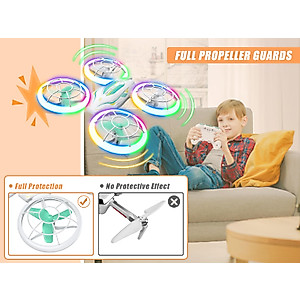 Heygelo Mini Drones for Kids, LED RC Drone Flying Toys with Colorful Lights, S60 Small Quadcopter Helicopter with 2 Batteries, Propeller Full Protect, Throw to Go, Easy to Fly Gifts for Boys Girls