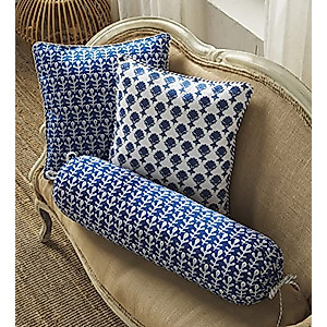 Mud Pie Blue Indigo Pillow, 20" x 20", Flower