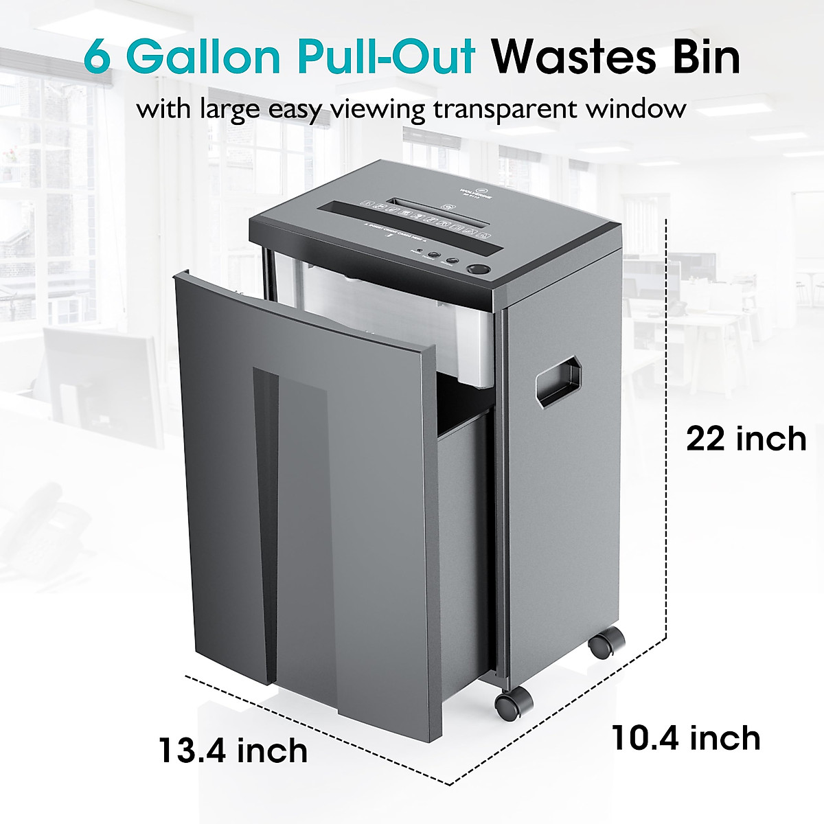 WOLVERINE 18-Sheet 60 Mins Running Time Cross Cut High Security Level P-4 Heavy Duty Paper/CD/Card Ultra Quiet Shredder for Home Office with 6 Gallons Pullout Waste Bin SD9113 (Grey ETL)