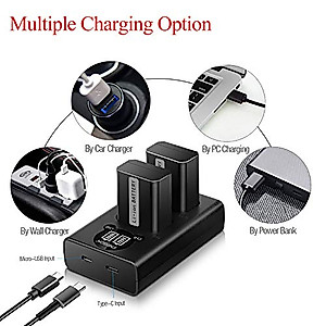 ENEGON NP-FW50 Battery (2-Pack,1300mAh) and Dual Charger for Sony A6000, A6400, A6300, A6500, A7, A7II, A7RII, A7SII, A7S, A7S2, A7R, A7R2, A55, A5100, RX10 Accessories