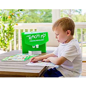Teach My Preschooler Learning Kit: Screen-Free. Preschool Readiness. All-In-One Kit. Teach Reading, Printing, Numbers to 100, Early Math. 70+ pieces plus teaching guides and storage case. Age 3yrs+ , Green