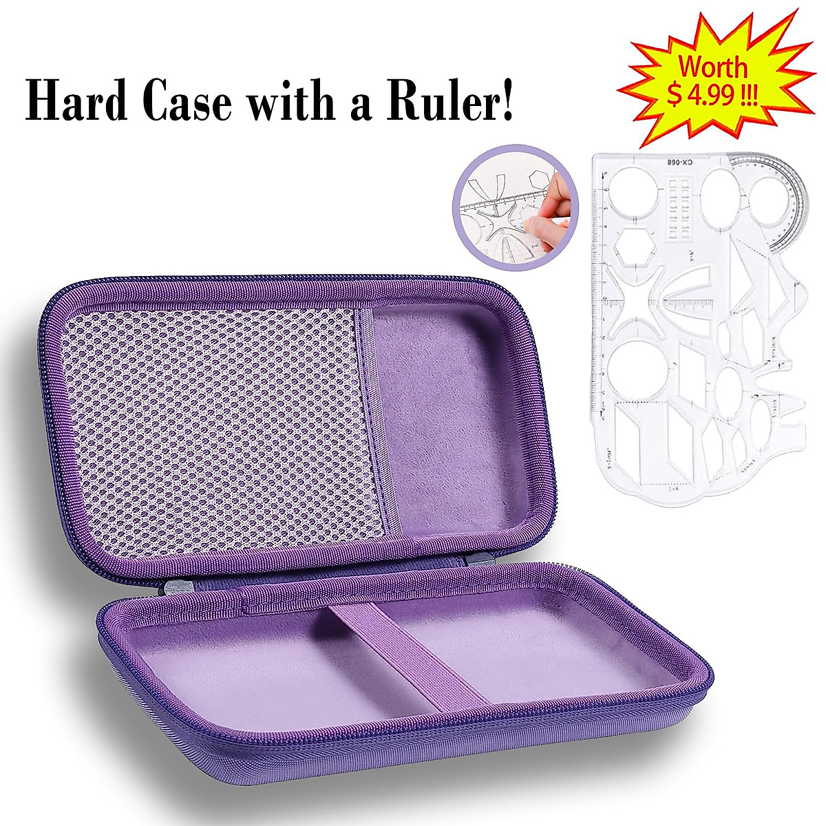 co2CREA x Texas Instruments for TI-84 Graphing Calculator Hard Case, Carrying Case for TI-84 Plus/TI-Nspire CX II CAS/TI-Nspire CX II/TI-83 Plus/TI-89 Titanium/TI-85/TI-86 Calculator, Purple