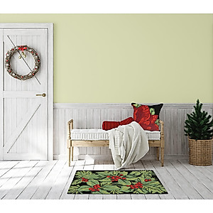 Liora Manne Holly Berries Indoor/Outdoor Rug, 2' X 3', Black