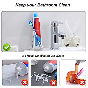 6 Pack Toothpaste Cap, Tnvee Self Closing Toothpaste Squeezer Dispenser with Organizer Box for Kids and Adults in Bathroom, Hygiene No Mess No Waste