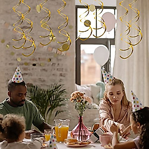 30 Pieces Gold Hanging Swirl Decorations Plastic Streamer Party Swirl Spiral Decorations for Ceiling, Wedding Baby Shower Birthday Party Supply