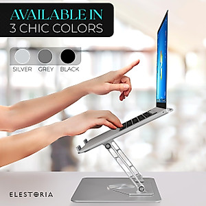 Elestoria Adjustable Foldable Laptop Stand for Desk - 360 Rotating Base, Heat Dissipation, Ergonomic Design