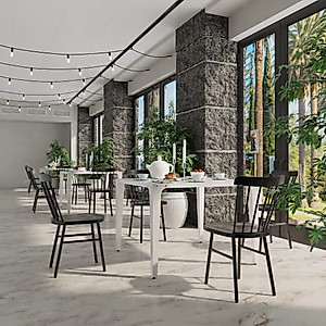 Anmutig Metal Patio Dining Chairs Side Chairs Indoor/Outdoor Windsor Style Metal Side Chair Farmhouse Chair with Spindle Back Set of 4 (Black)